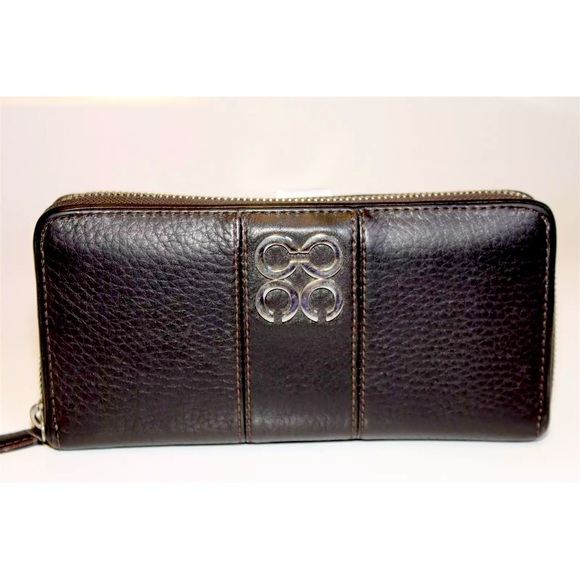 Coach | Bags | Coach Dark Chocolate Brown Pebbled Leather Zip Around ...